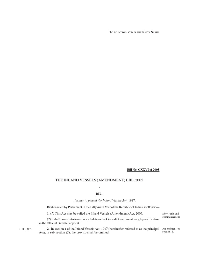 Inland Vessels Amendment Bill 2005 | PDF | Oil | Port