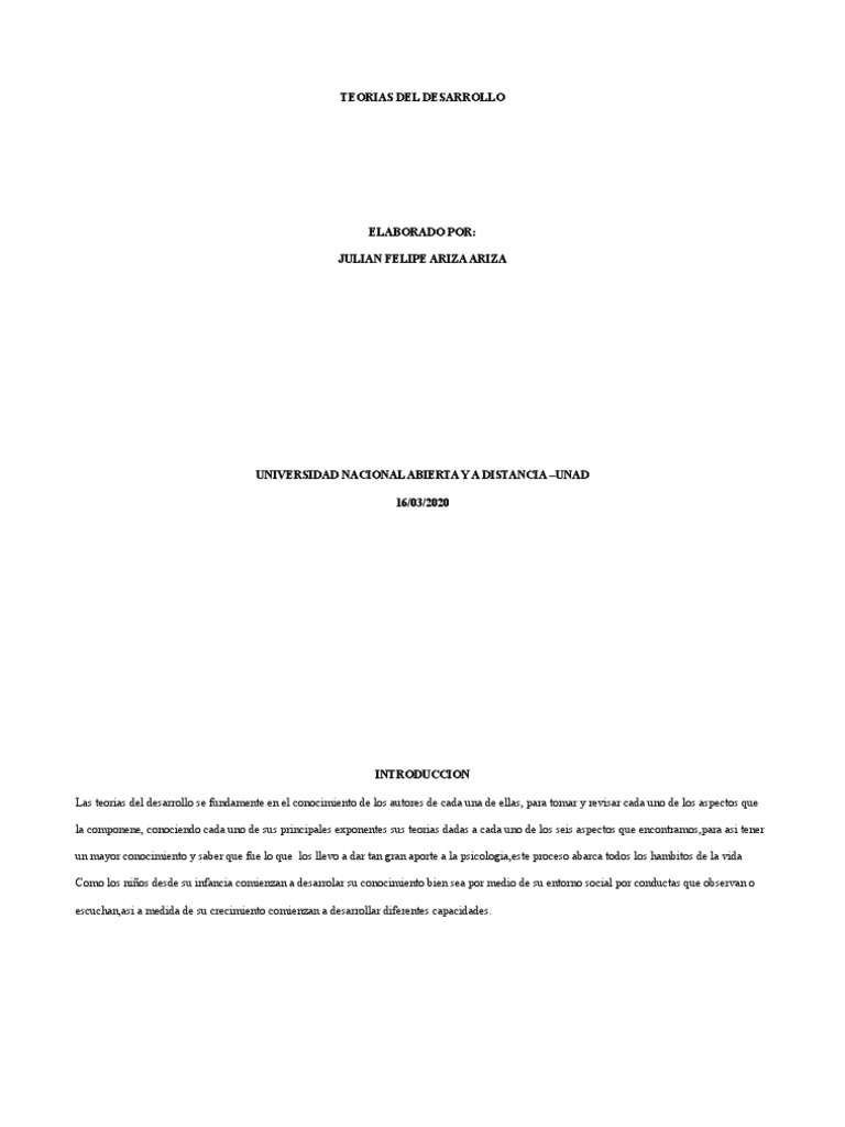 Teorias Del Desarrollo - Julian Felipe Ariza Ariza | PDF ...