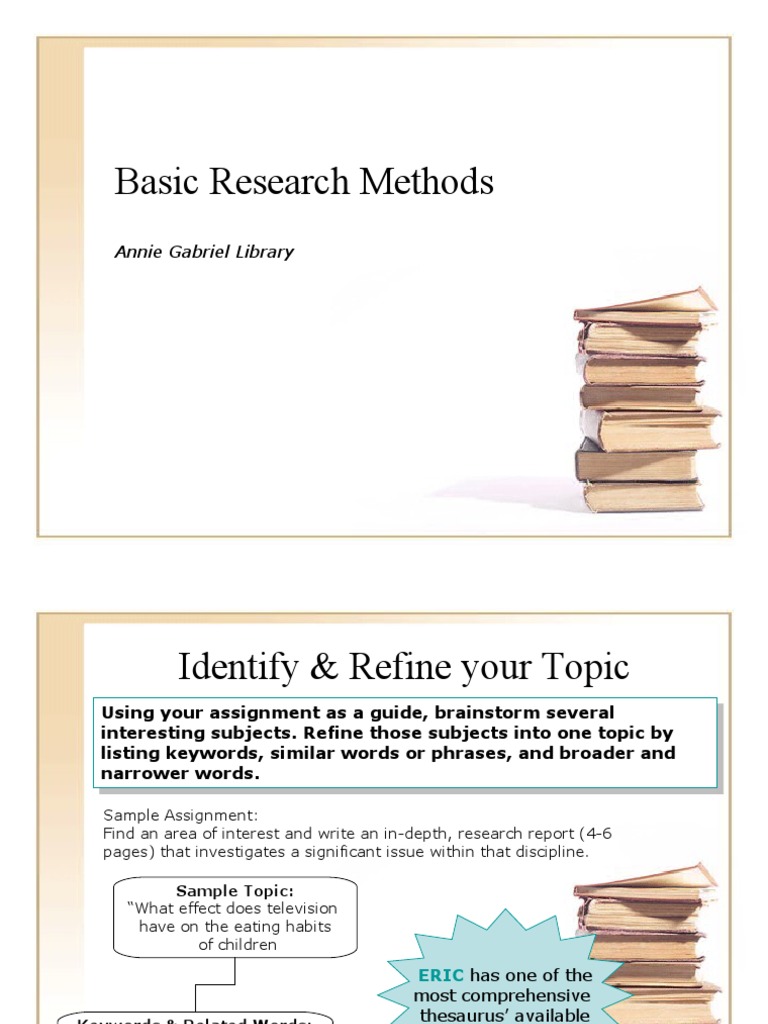 Basic Research Methods: Annie Gabriel Library | PDF | Encyclopedias | Index Term