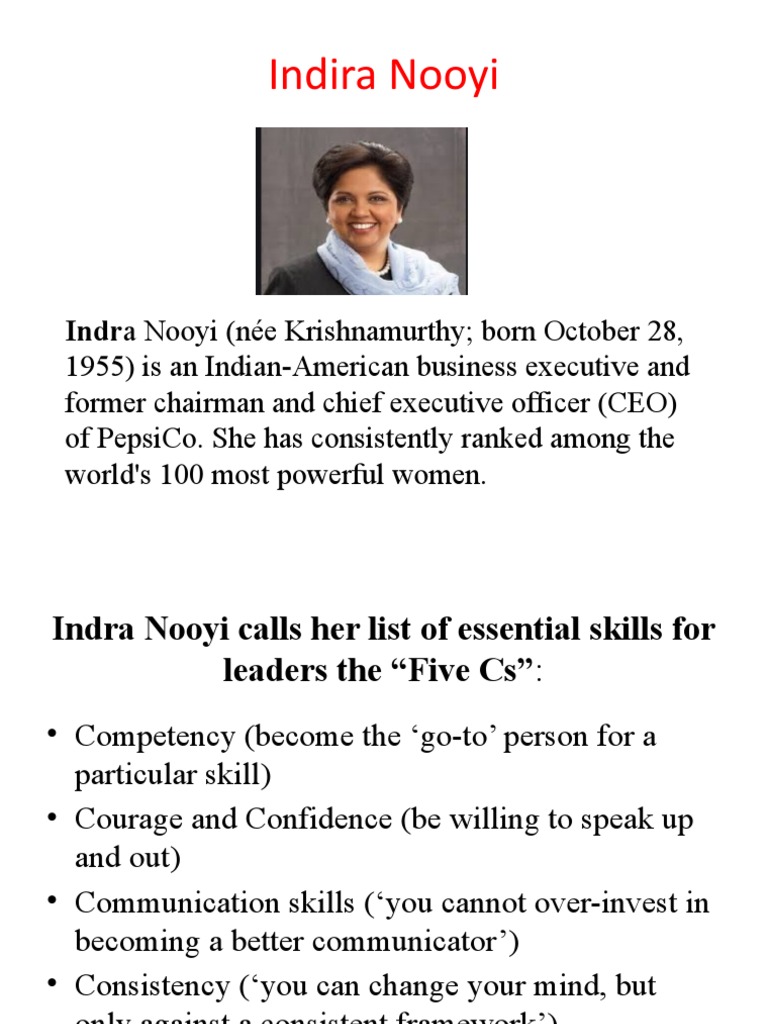 Indira Nooyi: Indra Nooyi (Née Krishnamurthy Born October 28 | PDF | Warren Buffett | Leadership