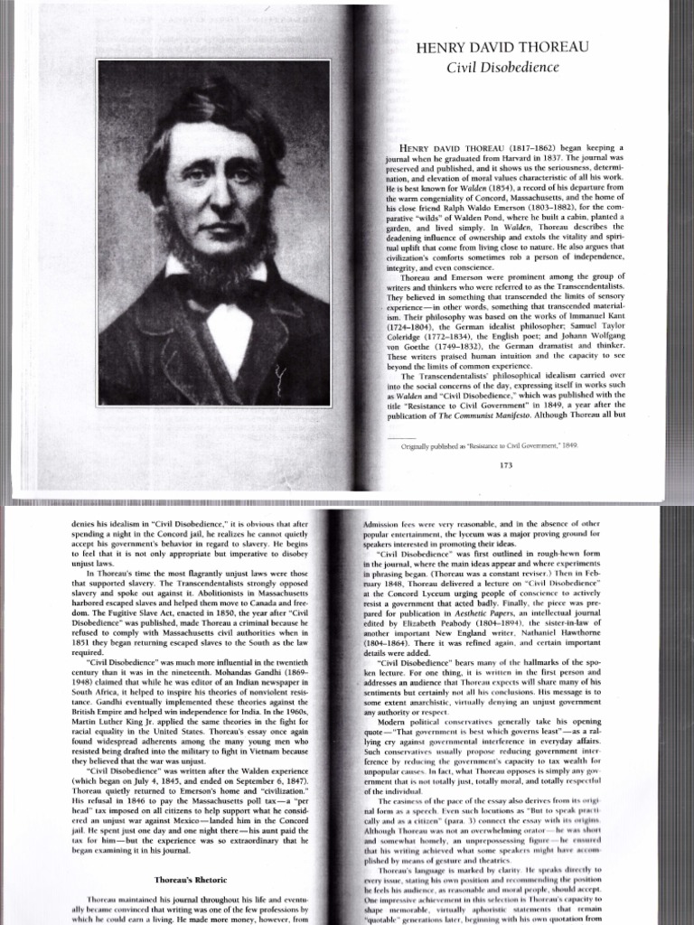 Civil Disobedience | PDF | Henry David Thoreau | Civil Disobedience ...