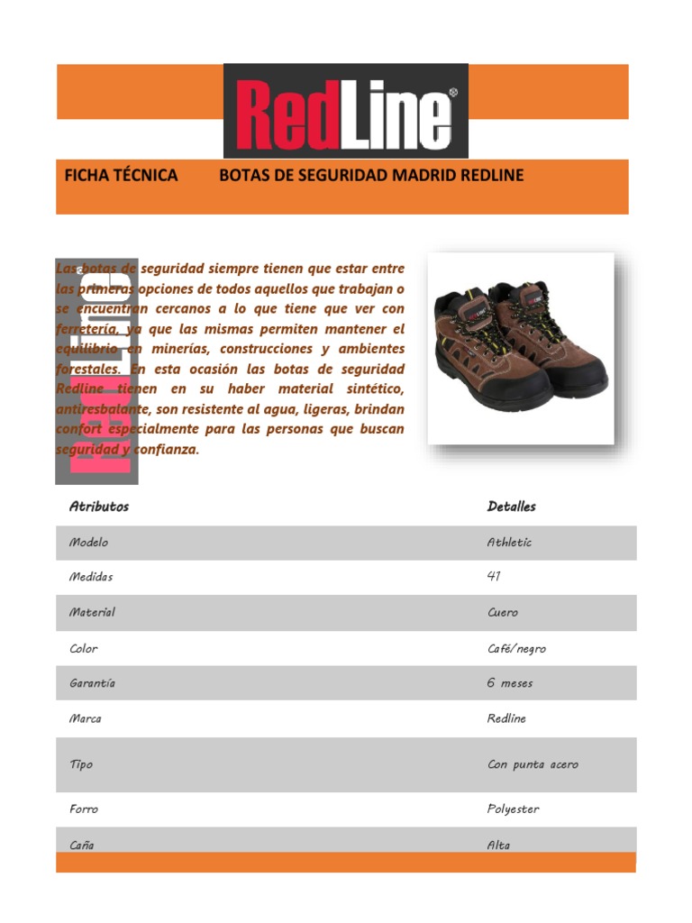Ficha Tecnica Botas de Seguridad | PDF