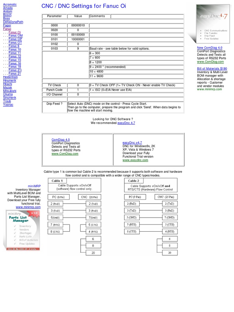 DNC Settings For Fanuc Oi | PDF | Computer Architecture | Computing