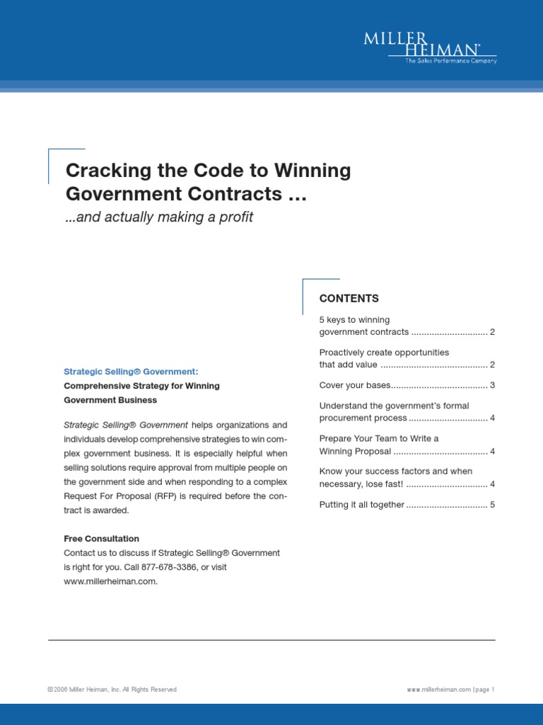Winning Govt Contracts | PDF | Government Procurement In The United ...