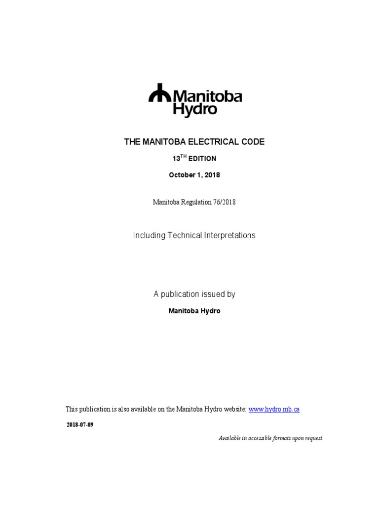 The Manitoba Electrical Code 13th Edition | PDF | Electrical Wiring ...