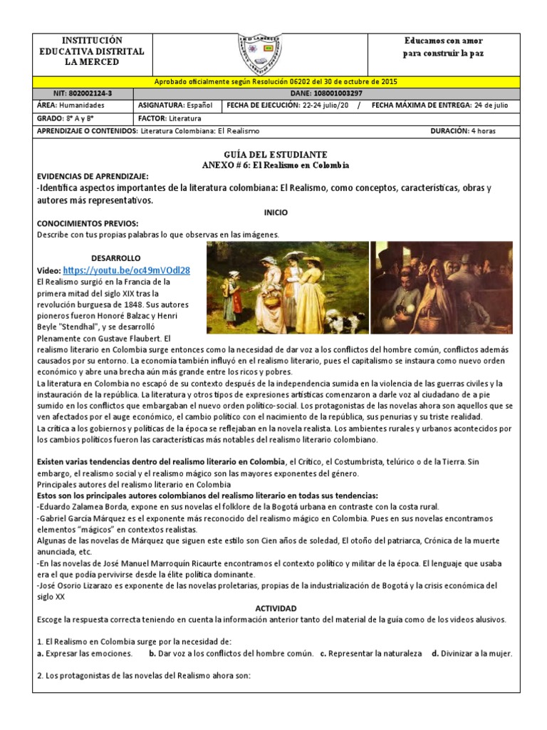 8° El Realismo en Colombia | PDF | Realismo literario | Novelas