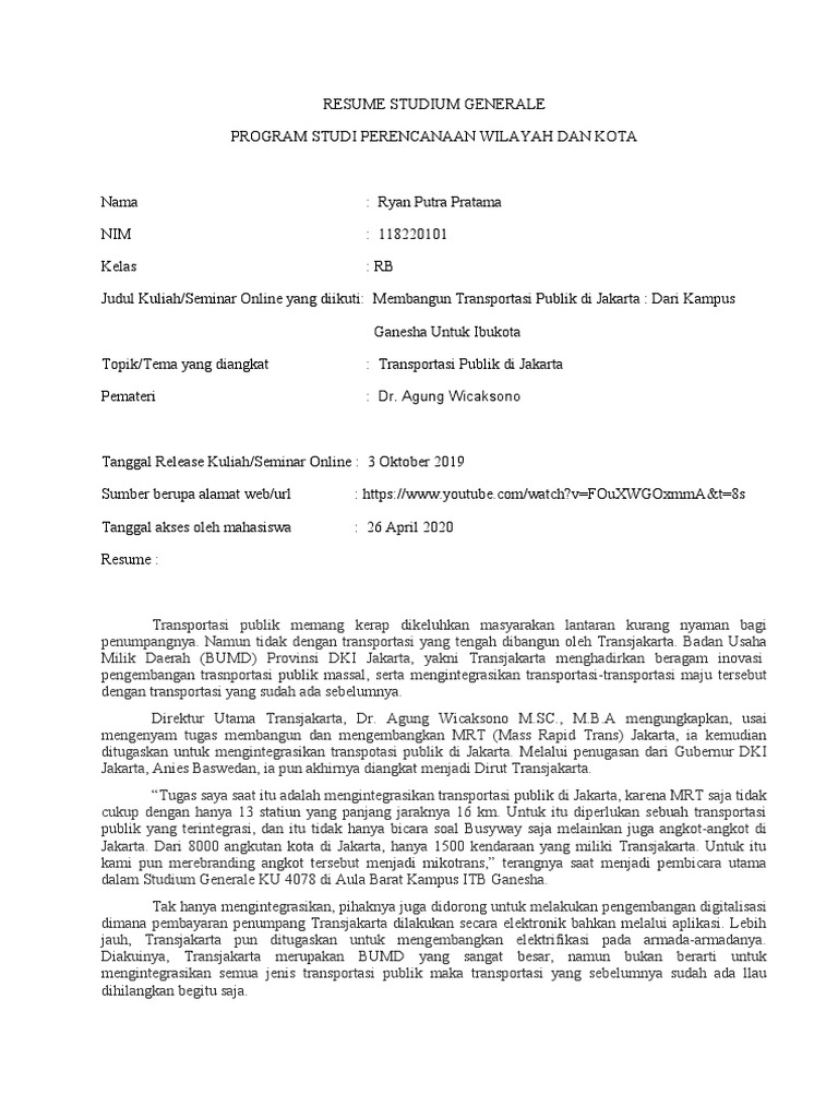 Resume Studium Generale | PDF