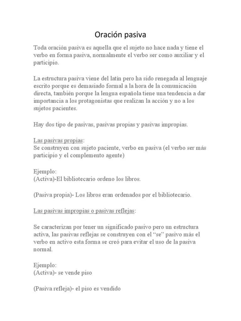 Oración Pasiva Com - Textual | PDF