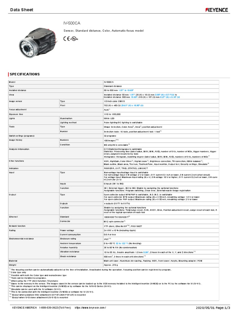 IV-500CA Datasheet | PDF | Color Balance | Electronics