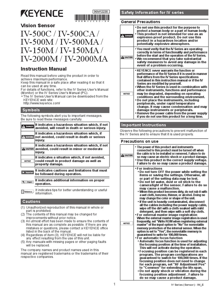 Keyence IV-500CA - Camera Instruction Manual - Wiring | PDF | Bipolar ...