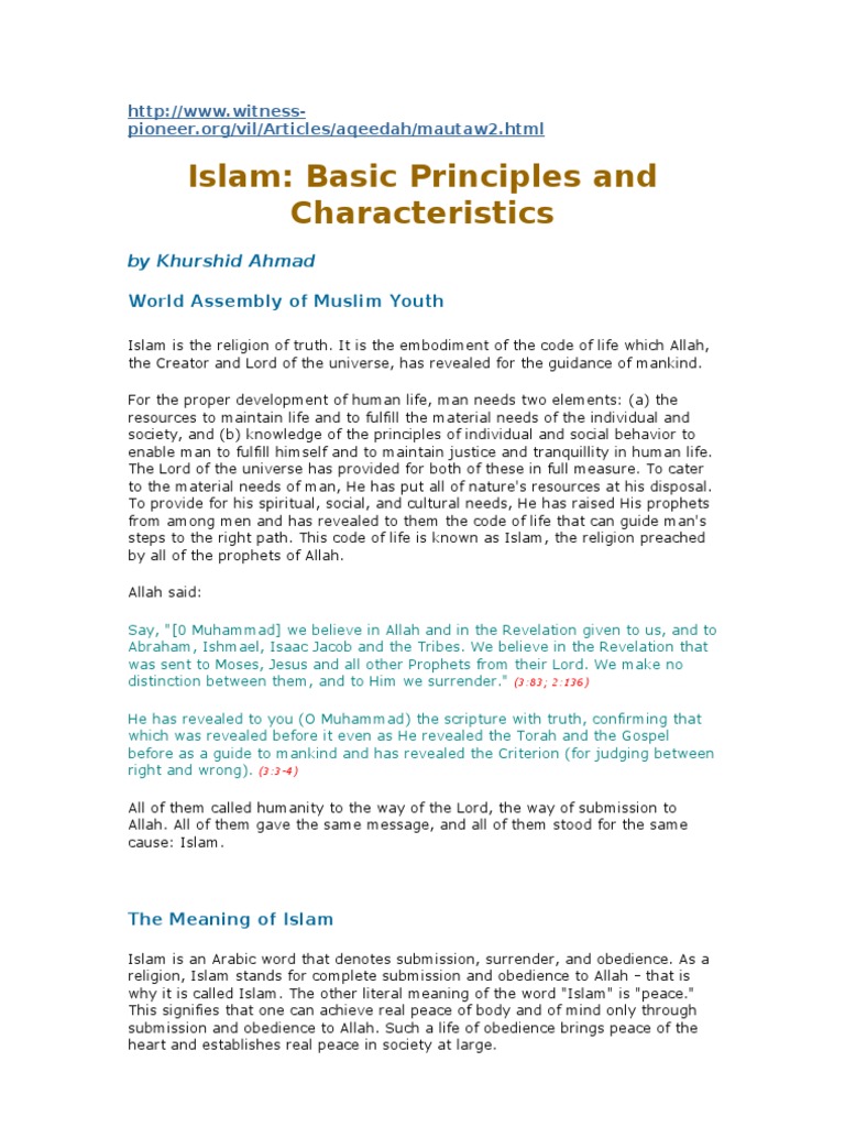 Islam Basic Principles and Characteristics | Tawhid | Prophets And ...