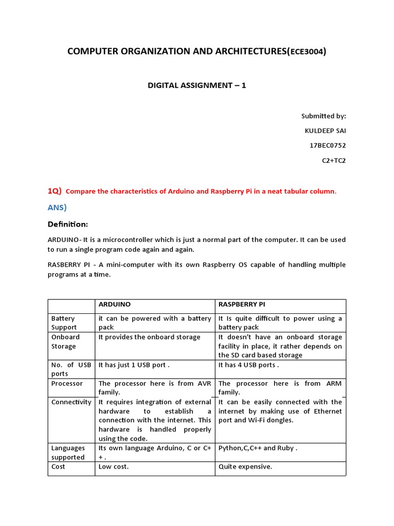 Computer Organization and Architectures | PDF | Raspberry Pi | Multi ...