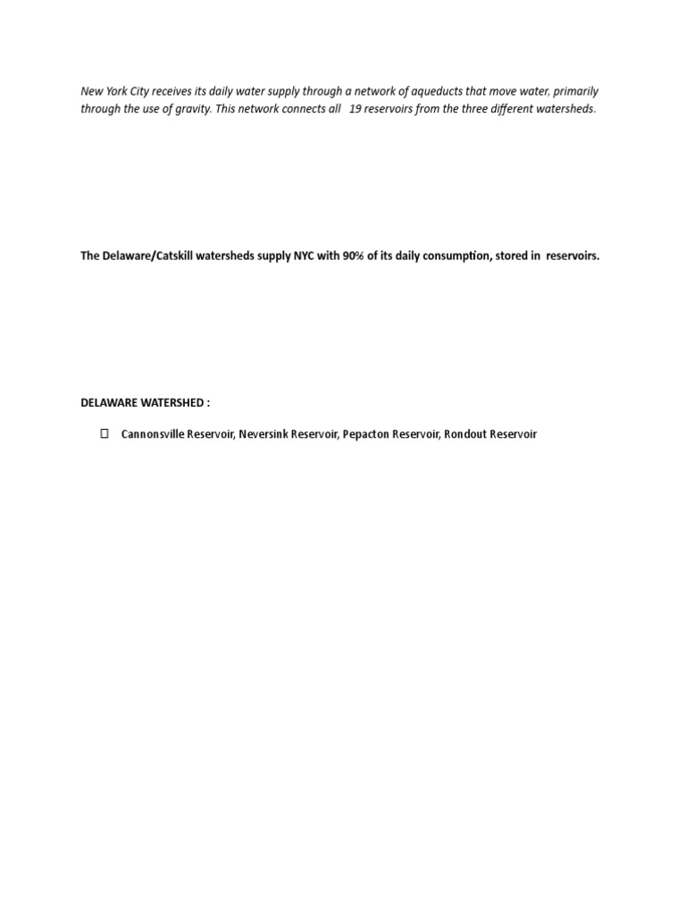 The Delaware/Catskill Watersheds Supply NYC With 90% of Its Daily ...
