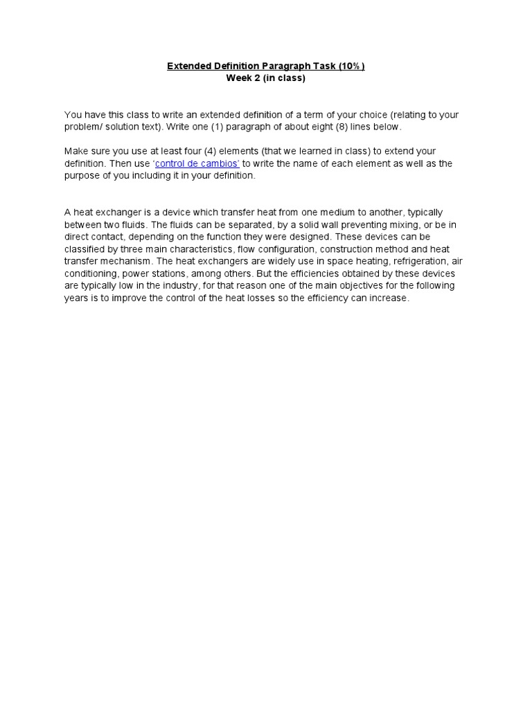 Extended Definition Paragraph Task (10%) - Monday Week 2 (In Class ...