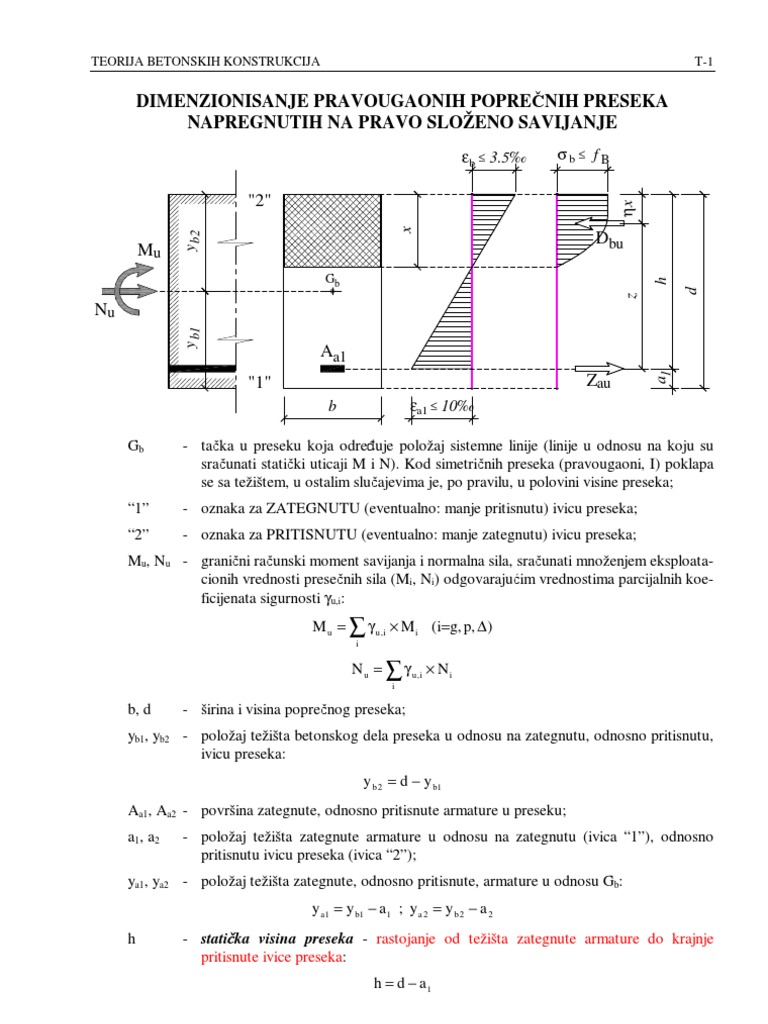5 TABLICE Za Dimenzionisanje PRAVOUGAONI Presek | PDF