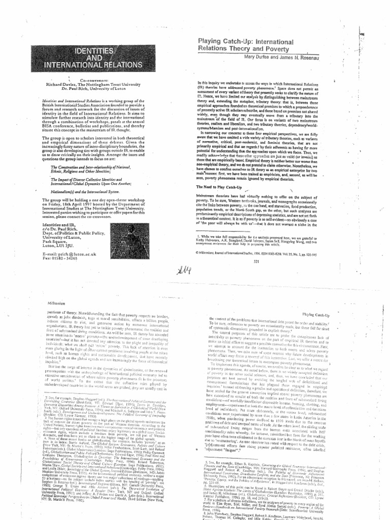 Durfee, Mary y Rosenau, James - Playing Catch-Up. IR Theory and Poverty ...