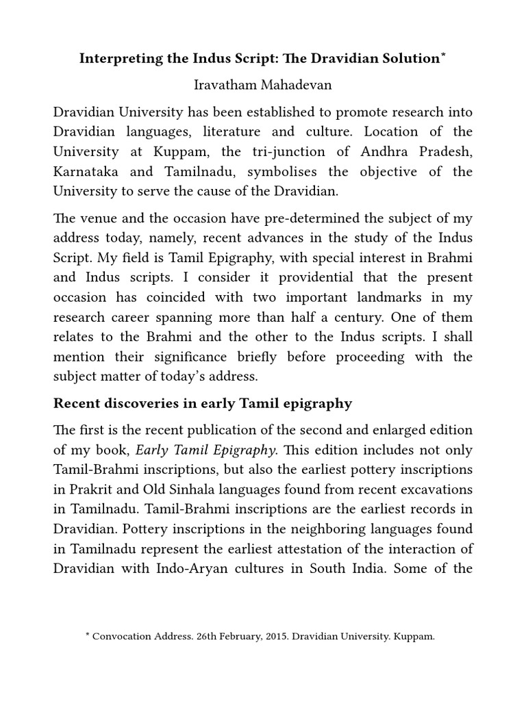 Dravidian Insights on Indus Script | PDF | Semiotics | Symbols