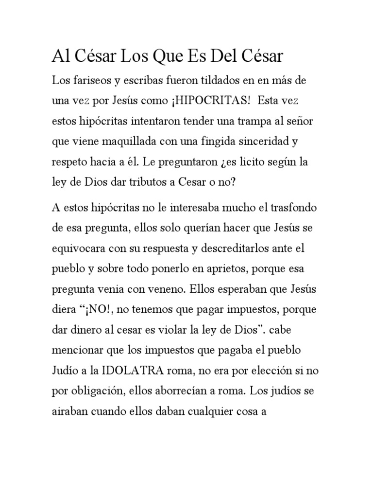 Al César Los Que Es Del César | PDF | Jesús | Dios