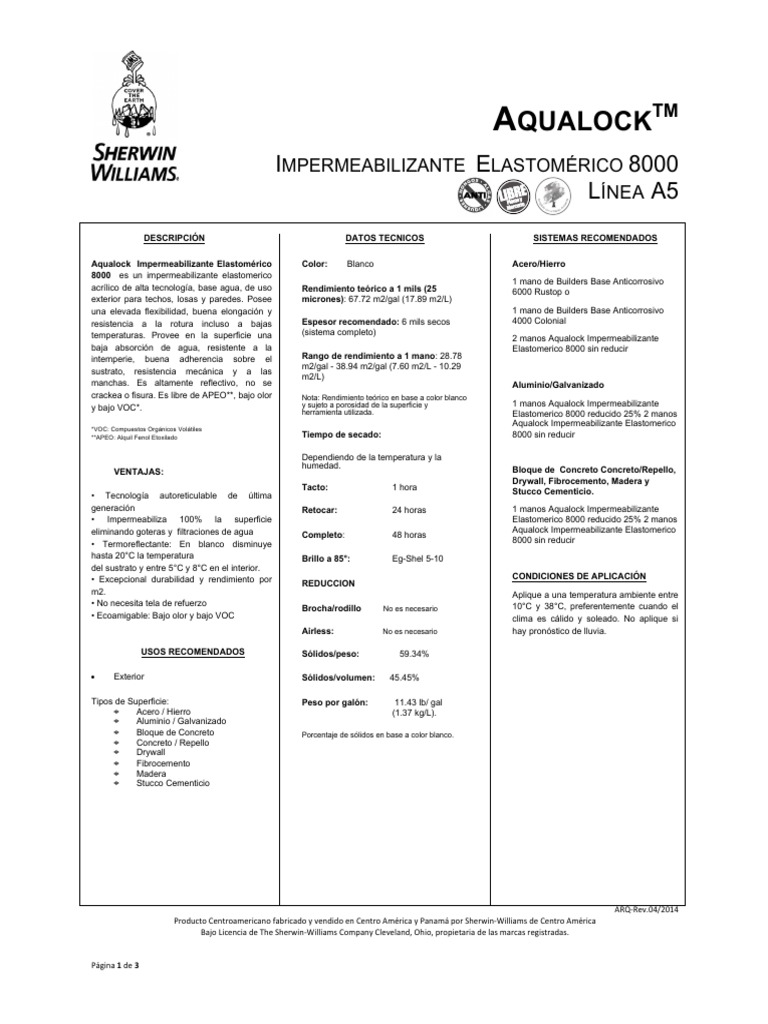 Aqualock 8000: Impermeabilizante Eficaz | PDF | Cepillo | Pintar