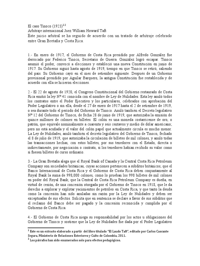 EL CASO TINOCO Resumen | PDF | Constitución | Costa Rica
