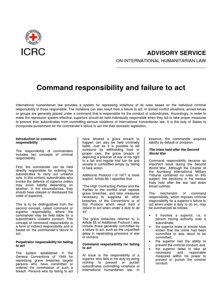 Command Responsibility in IHL | PDF | International Criminal Court ...