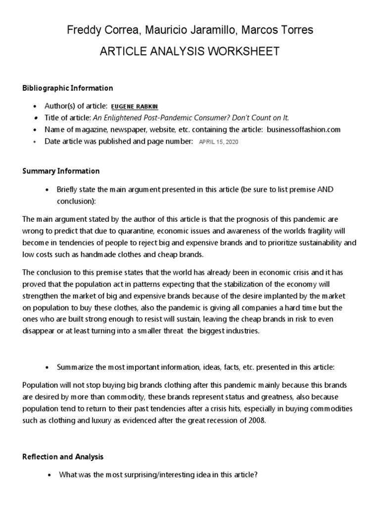 Freddy Correa, Mauricio Jaramillo, Marcos Torres Article Analysis ...