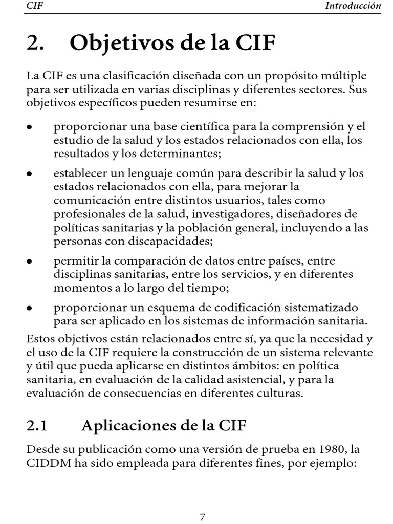 Objetivos y Aplicaciones de la CIF | PDF | Invalidez | Entorno natural