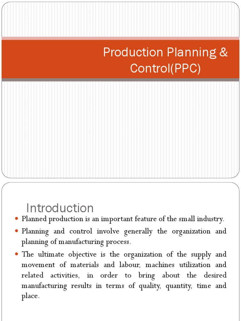 Production Planning & Control (PPC) | PDF | Entrepreneurship ...