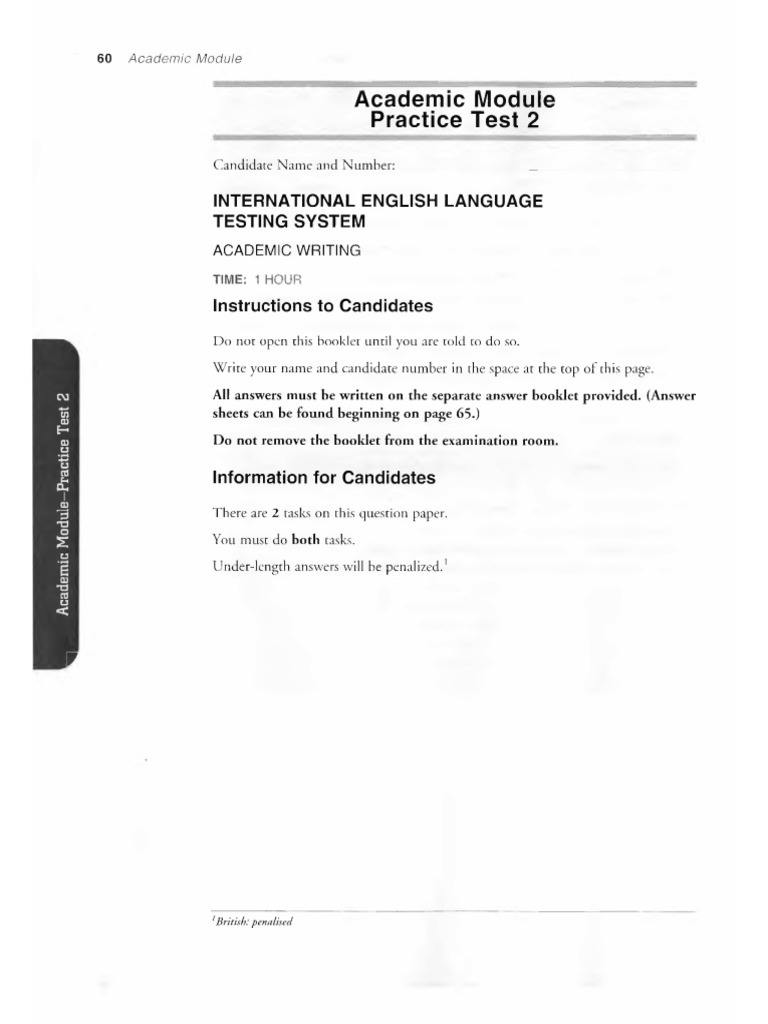 Academic Module Practice Test 2: International English Language Testing ...