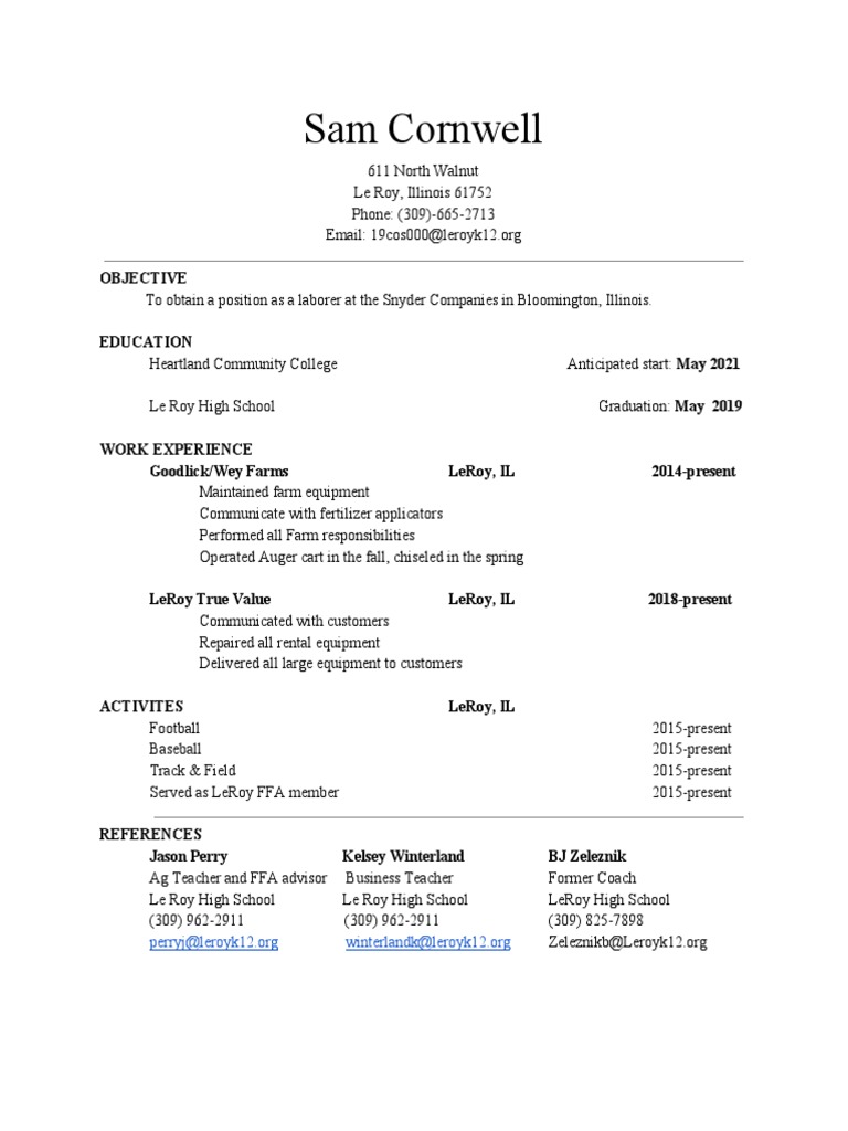 Cornwell Sam - Resume | PDF