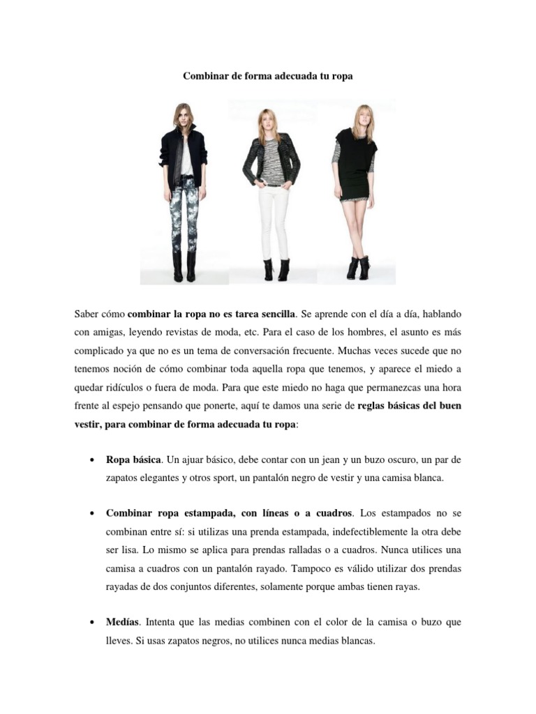 Cómo Combinar Correctamente Nuestra Ropa | PDF
