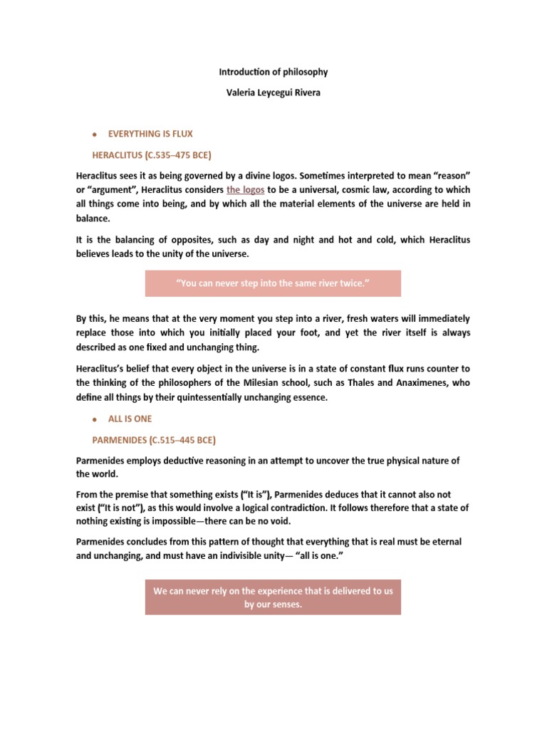 Heraclito, Parmenides y Protagoras | PDF | Argument | Philosophical Methodology