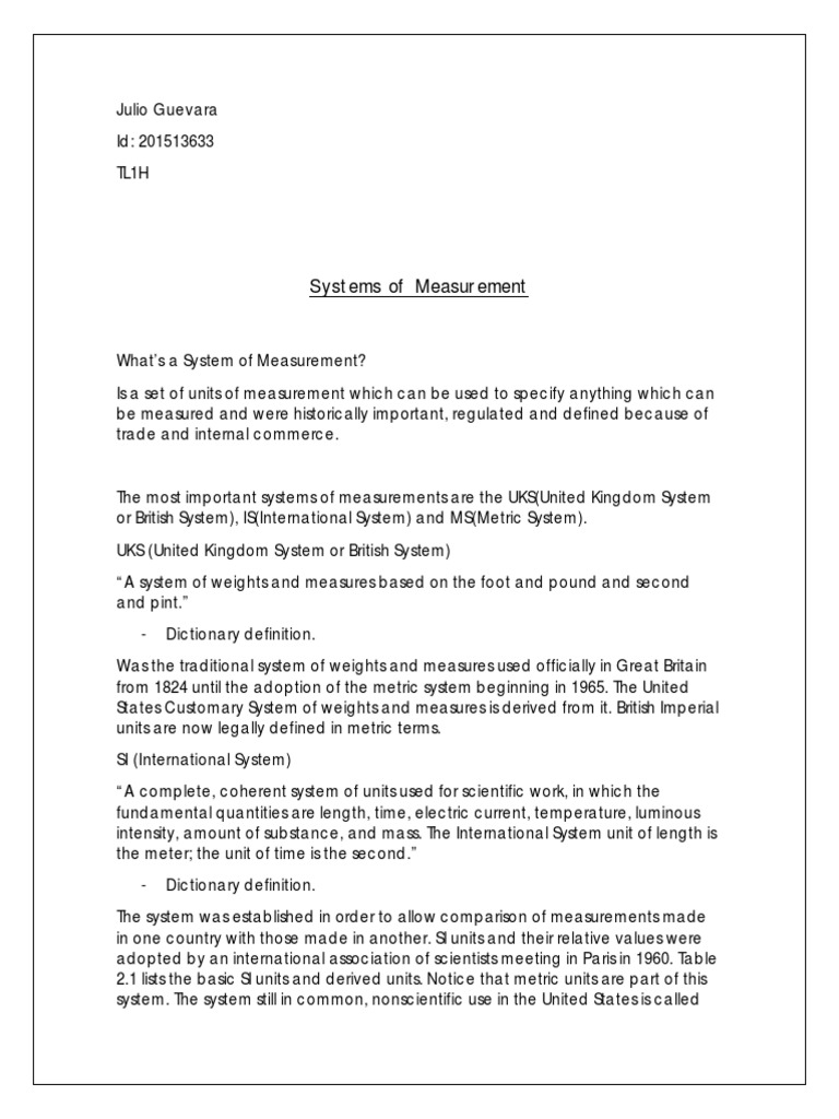 Systems of Measurement PDF | PDF | International System Of Units ...