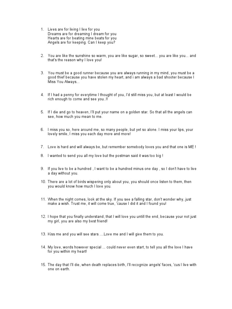 101 Romantic Messages | PDF | Love | Nature