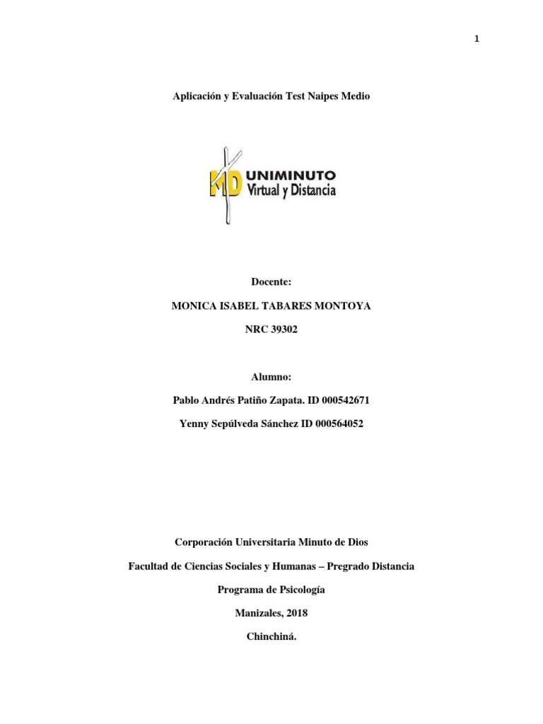 RESULTADO TEST DE NAIPES Pablo A. Patiño - Yenny Sepulveda | PDF ...
