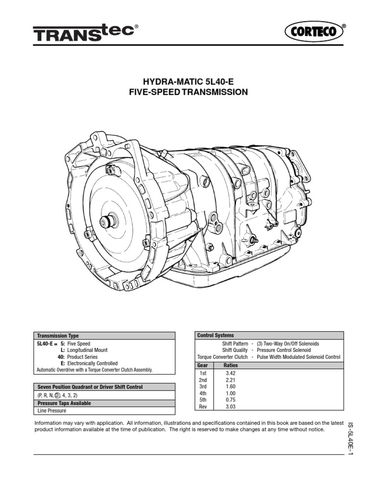 Hydra-Matic 5L40-E Five-Speed Transmission | PDF