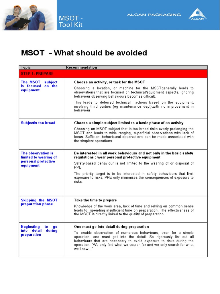 Management Safety Observation Tours Don'ts | PDF | Personal Protective ...