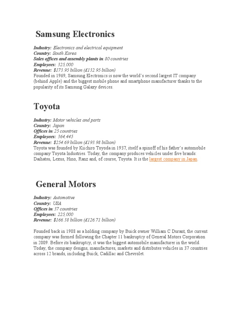 Biggest Companies in The World | PDF