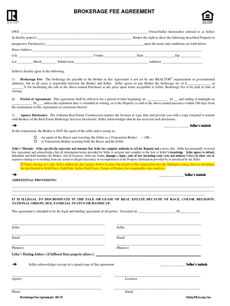 Brokerage Fee Agreement | PDF | Real Estate Broker | Private Law