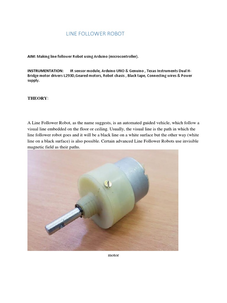 Line Follower Robot PDF | PDF | Arduino | Machines
