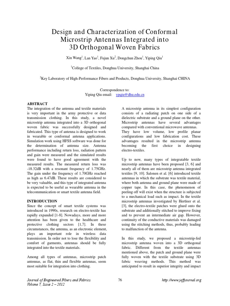 Design and Characterization of Conformal Microstrip Antennas Integrated ...
