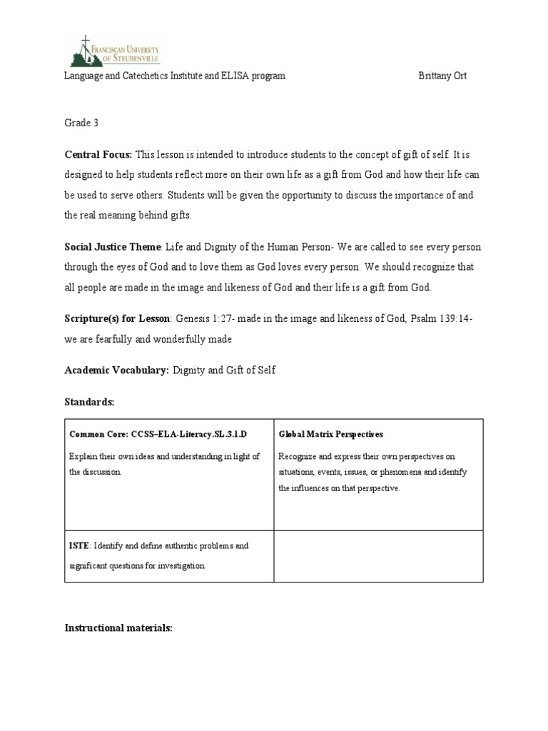 Grade 3-4 Catechetics Lesson Plan | PDF | Eternal Life (Christianity ...