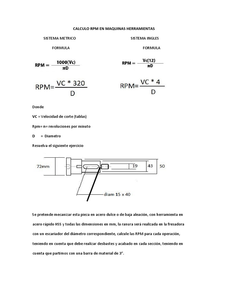 Cálculo de RPM en Máquinas Herramientas | PDF | Sectores Economicos ...