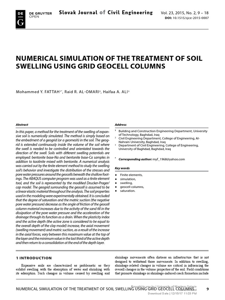 Numerical Simulation of Using Grid Geocell Columns to Treat Soil ...
