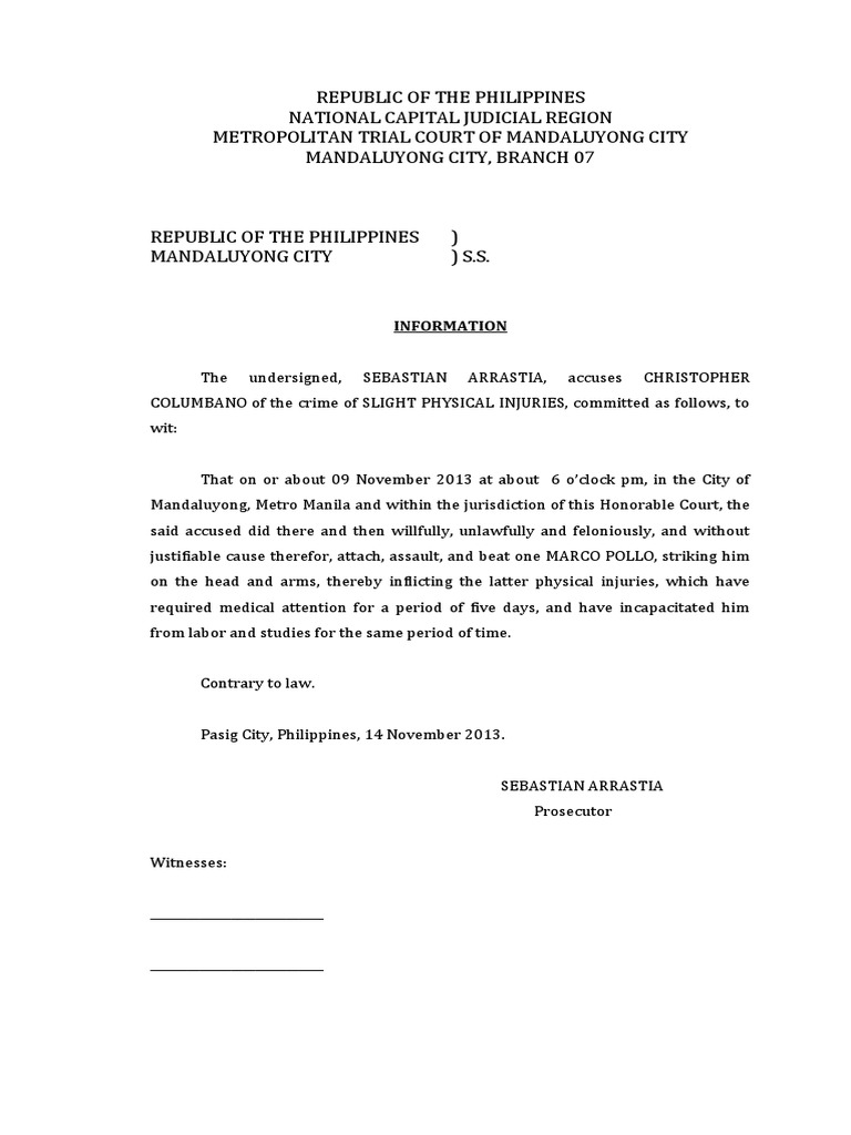 Republic of The Philippines National Capital Judicial Region ...