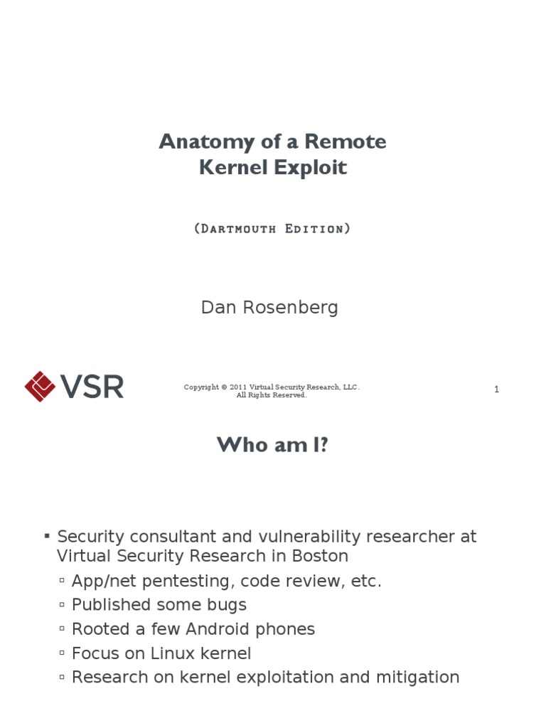 Anatomy of A Remote Kernel Exploit: Dan Rosenberg | PDF | Operating ...