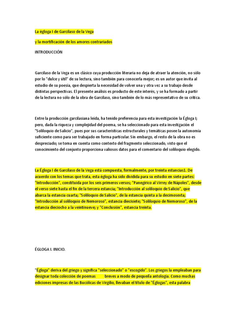 La Égloga I de Garcilaso de La Vega | PDF | Poesía | Novelas