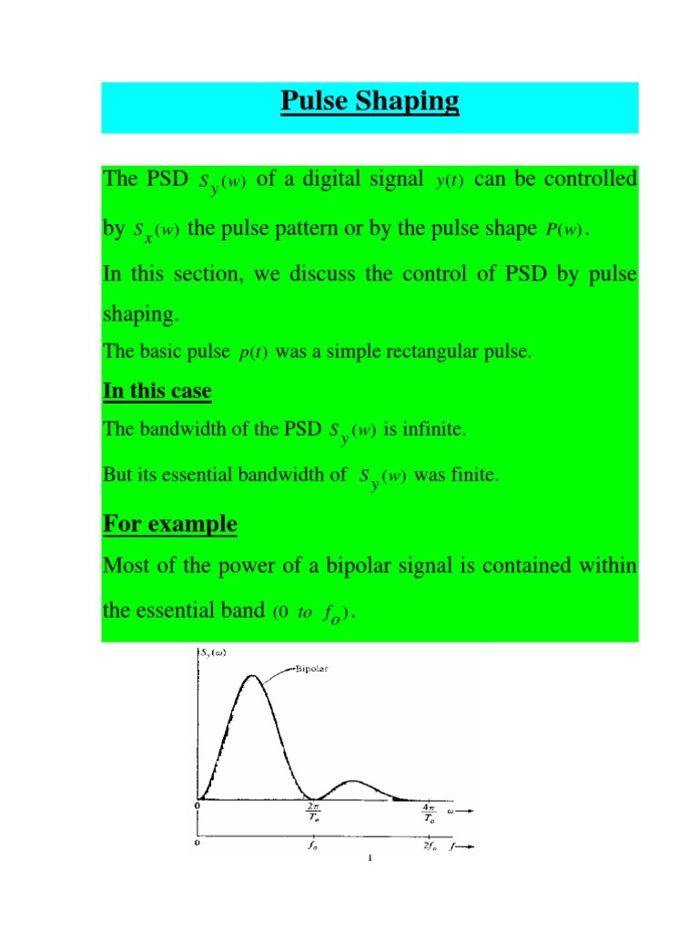 Lecture_Two_Pulse_shaping | Digital Signal | Bandwidth (Signal Processing)