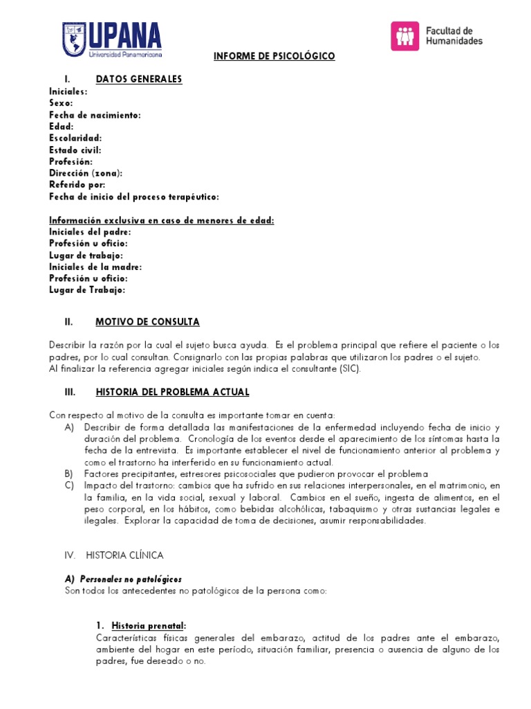 (Formato 8) INFORME PSICOL GICO PDF | PDF | Depresión (estado de ánimo) | Comportamiento