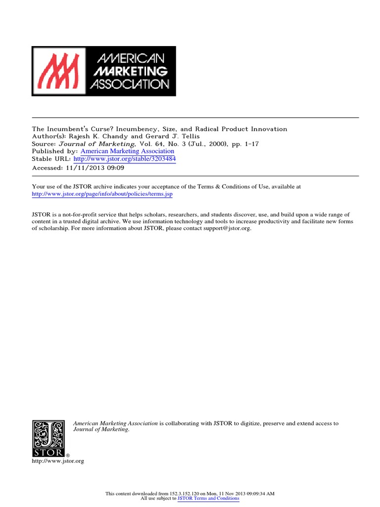 2 - Chandy, R.K. Et Al. (2013) - Incumbent's Curse Incum, Size, and ...